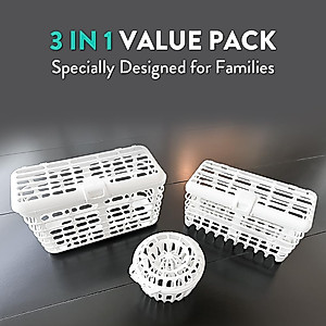 Prince Lionheart Made in USA High Capacity 3 in 1 Infant & Toddler Dishwasher Basket for Baby Items - Storage Basket For Bottle Parts and Accessories, 100% Recycled BPA Free Plastic Dishwasher Basket