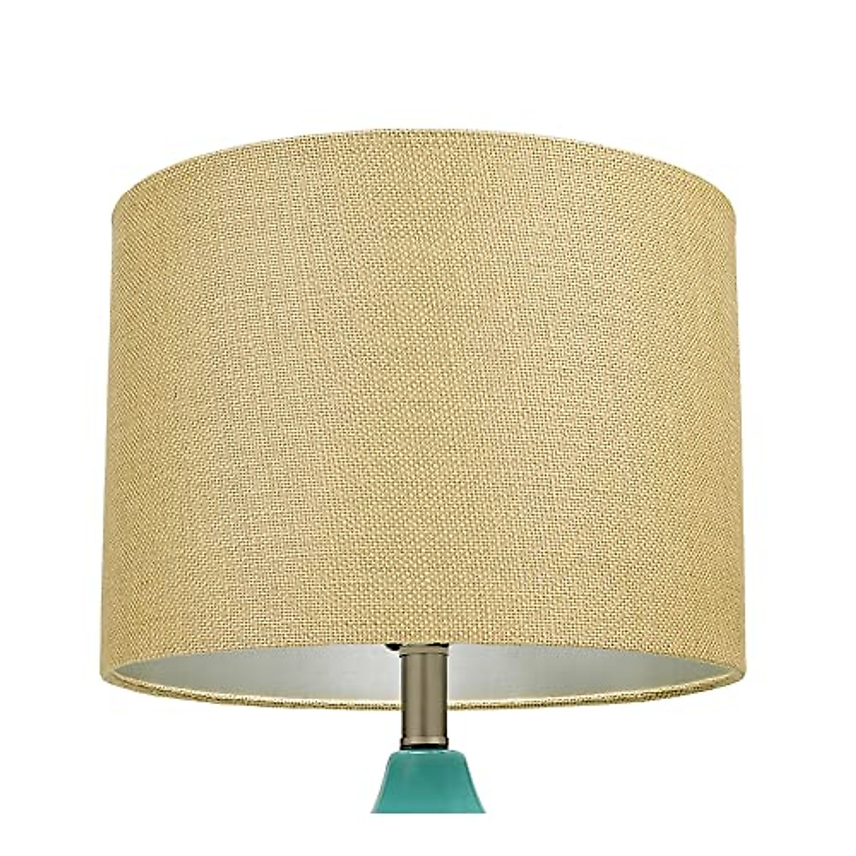 Catalina 19970-000 Cassie Quilted Ceramic Table Lamp with Linen Drum Shade, 26.5", Classic Aqua Blue
