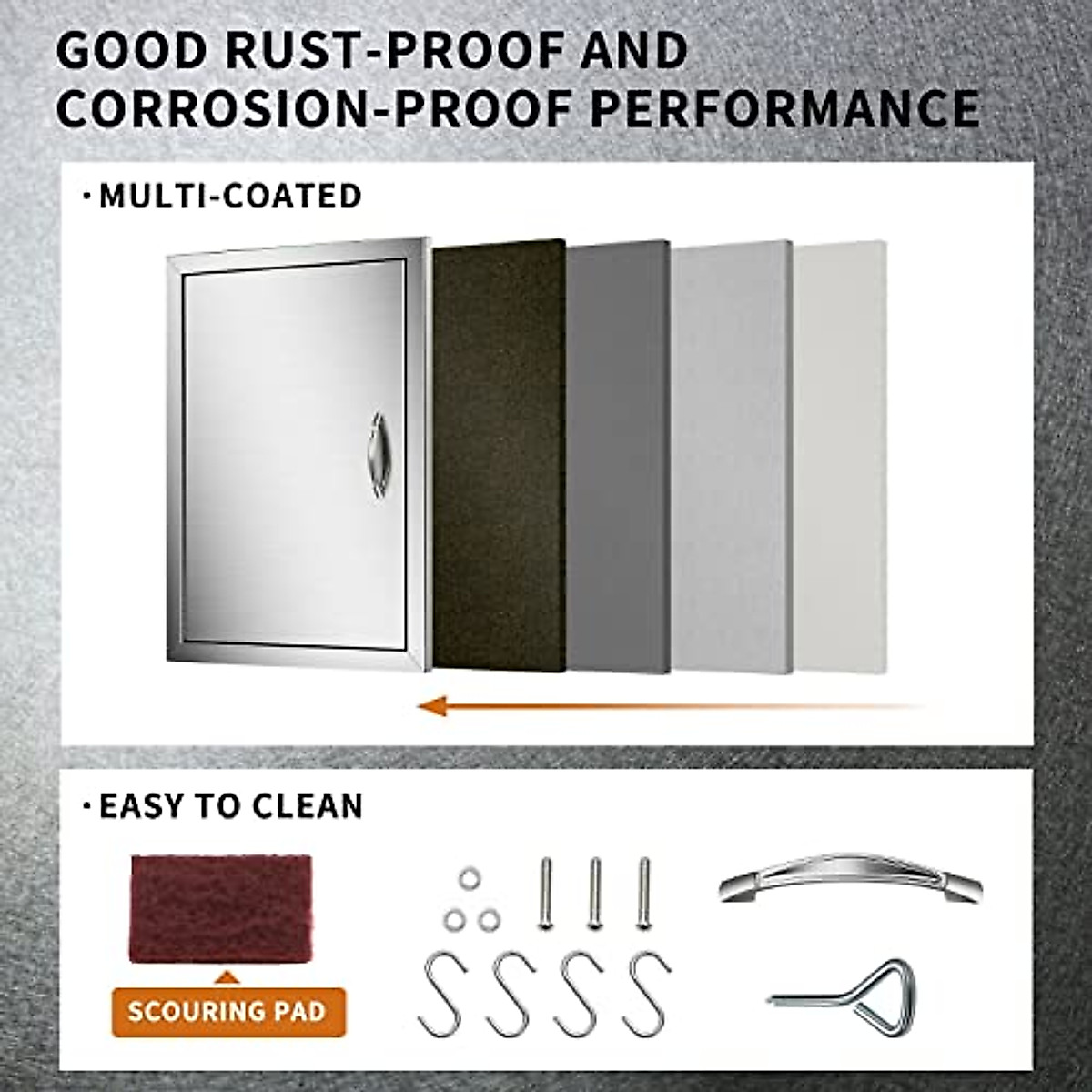 EBUY Outdoor Kitchen Doors 17Wx24H Inch BBQ Vertical Single Access Stainless Steel Door Good for Outdoor Kitchen BBQ Island Grilling Station