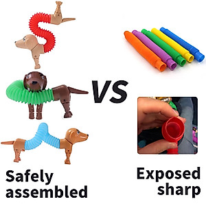 Dog pop tubes,Toy Dog,Animal pop Tubes,Robot dog,Fidget Toys for Kids,Sensory Toys for Kids 5-7,Dog Party Favors,small toys,dog toys for kids,sensory tubes,autism sensory products（4 Pack Dog）