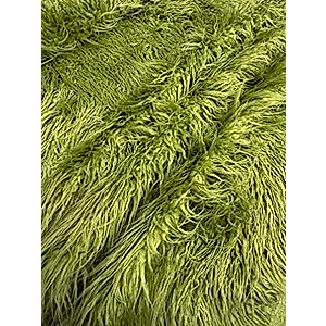 Faux/Fake Fur Mongolian Fabric Sold by The Yard (Olive Prime)