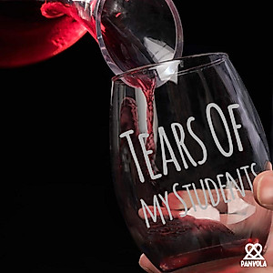Panvola Tears of My Students Teacher Gifts Stemless Wine Glass Funny College Professor Graduation Gifts Teacher Appreciation Day From Student Drinkware (17 oz)
