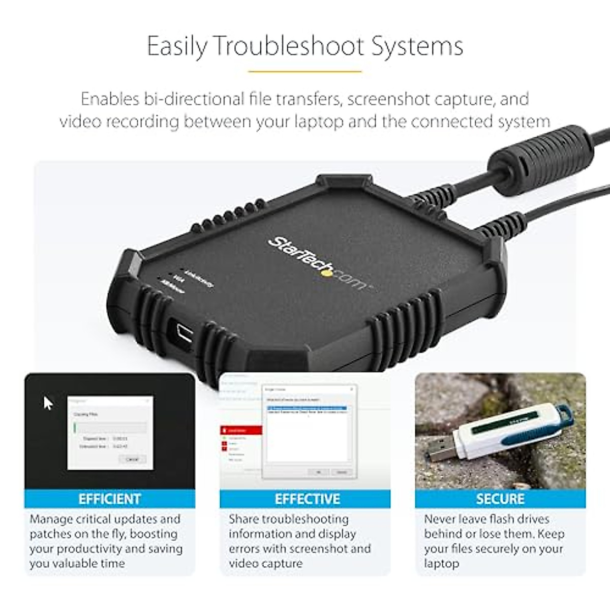 StarTech.com Rugged Laptop Crash Cart Adapter, USB/VGA KVM Console, File Transfer & Video Capture, Windows/Linux/MacOS - TAA
