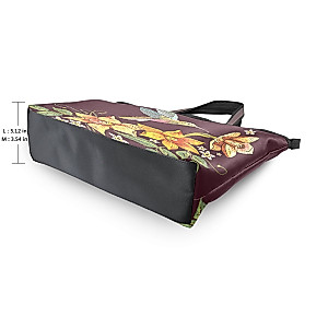 WIHVE Tote Bag Flower Leaf Hummingbirds Embroidery Shoulder Handbag Travel Beach Bags