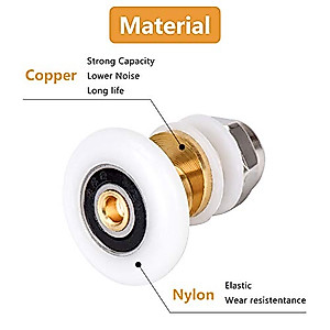 Queta 6PCS x Shower Door Rollers,Roller Diameter 25mm for The Bathroom Glass Sliding Door Pulleys/Runners/Wheels,Strong Load-Bearing Capacity, Ultra-Quiet Shower Glass Door Rollers Replacement