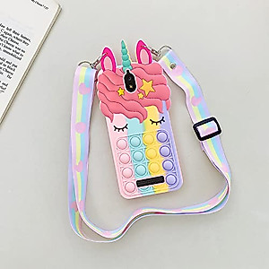 nancheng Case for BLU View 2 / B130DL Phone, Cartoon Bubble Push Pop Fidget Toys with Strap Cute Funny Kawaii Stress Relief Silicone Shockproof Protective Cover for BLU View 2 - Rainbow