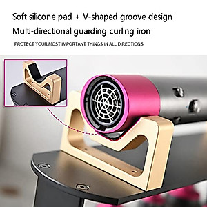 Aluminum Alloy Countertop Bracket Organizer Stand Storage Holder for Air Blower Styler Storage Rack for Hair Curling Iron Wand Barrels Brushes Diffuser Nozzles for Home Bedroom Bathroom (Gold)