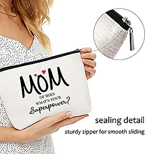 Blue Leaves Mom of Boys What's Your Superpower - Boy Mom Gifts for Women - Funny Mom Birthday, Mothers Day, Thanksgiving, Christmas Gifts for Boymom, Mother of Boys - Makeup Bag Storage bags