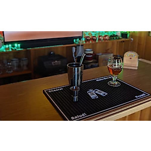 Tequixtum iM@t Bar Spill Mat for Countertop, AI in Your Home Bar with Bartend-AI, Your Own Bartender Assistant! & Cheer Up Spinning The Drink-Roulette on Your Phone/Tablet Scanning QRC Printed on Mat