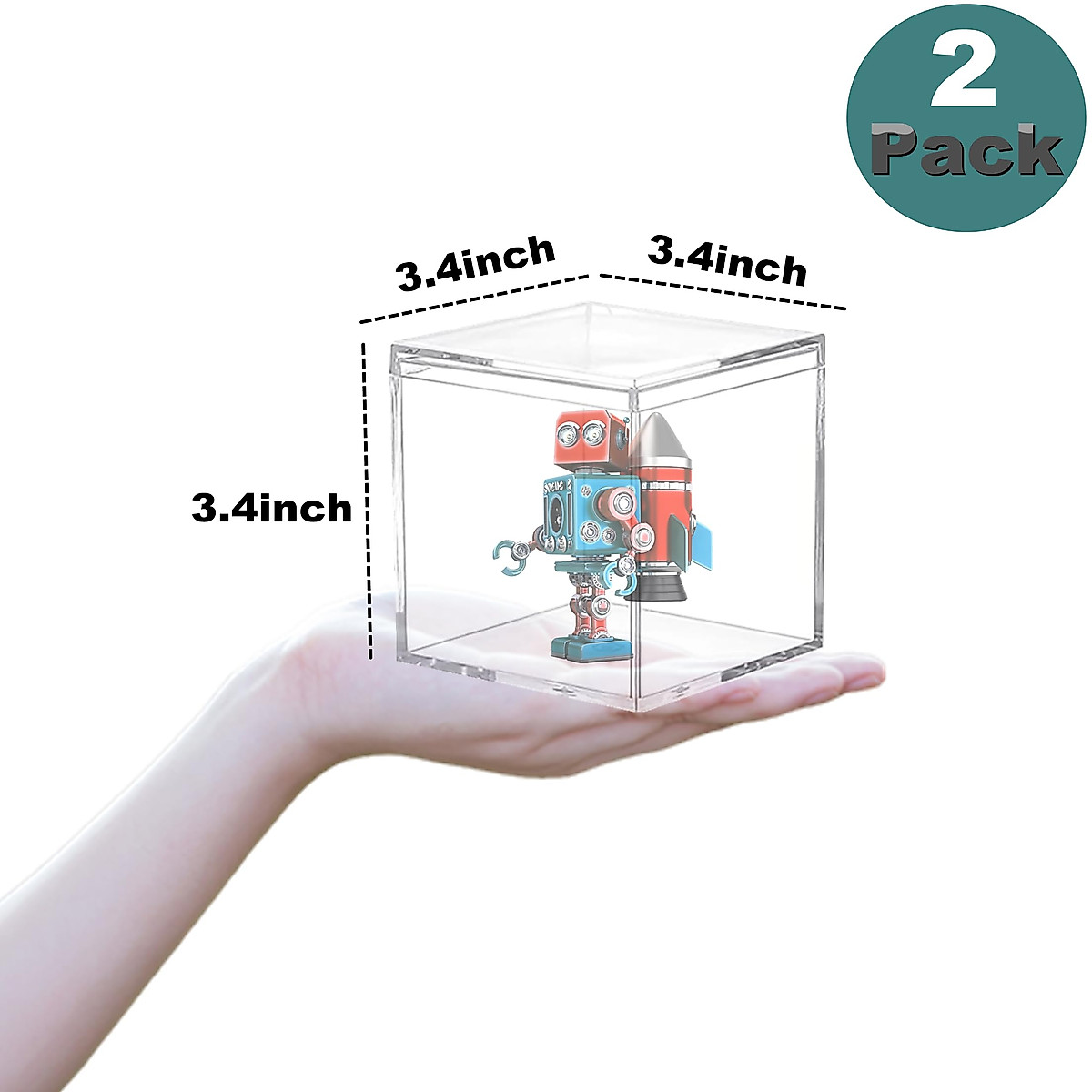 LOVPLAY Acrylic Display Box 3.4x3.4x3.4Inch Clear Acrylic Boxes with Lids Plastic Square Cube Containers Home & Office Storage Box Wedding Party Favor Candy Pill and Tiny Jewelry Storage