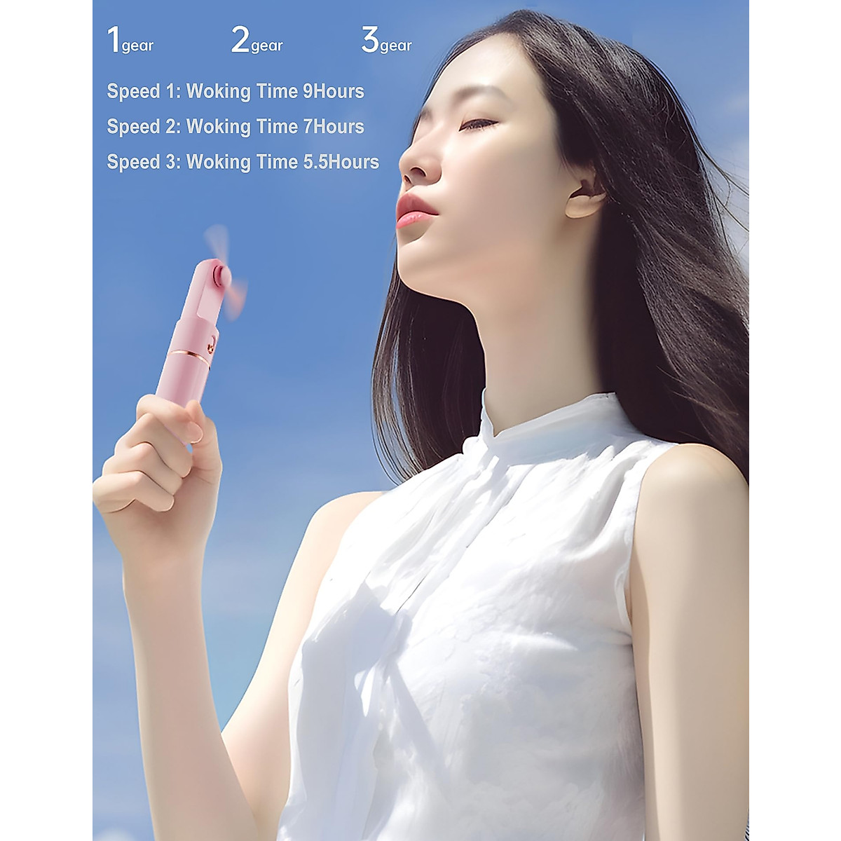 AOCOOLFAN Portable Handheld Fan, Mini Fan USB Rechargeable, 3 Speed Personal Small Pocket Fan, Battery Operated Fan with Power Bank, Travel Hand Fan for Girl Women Outdoor (Pink)