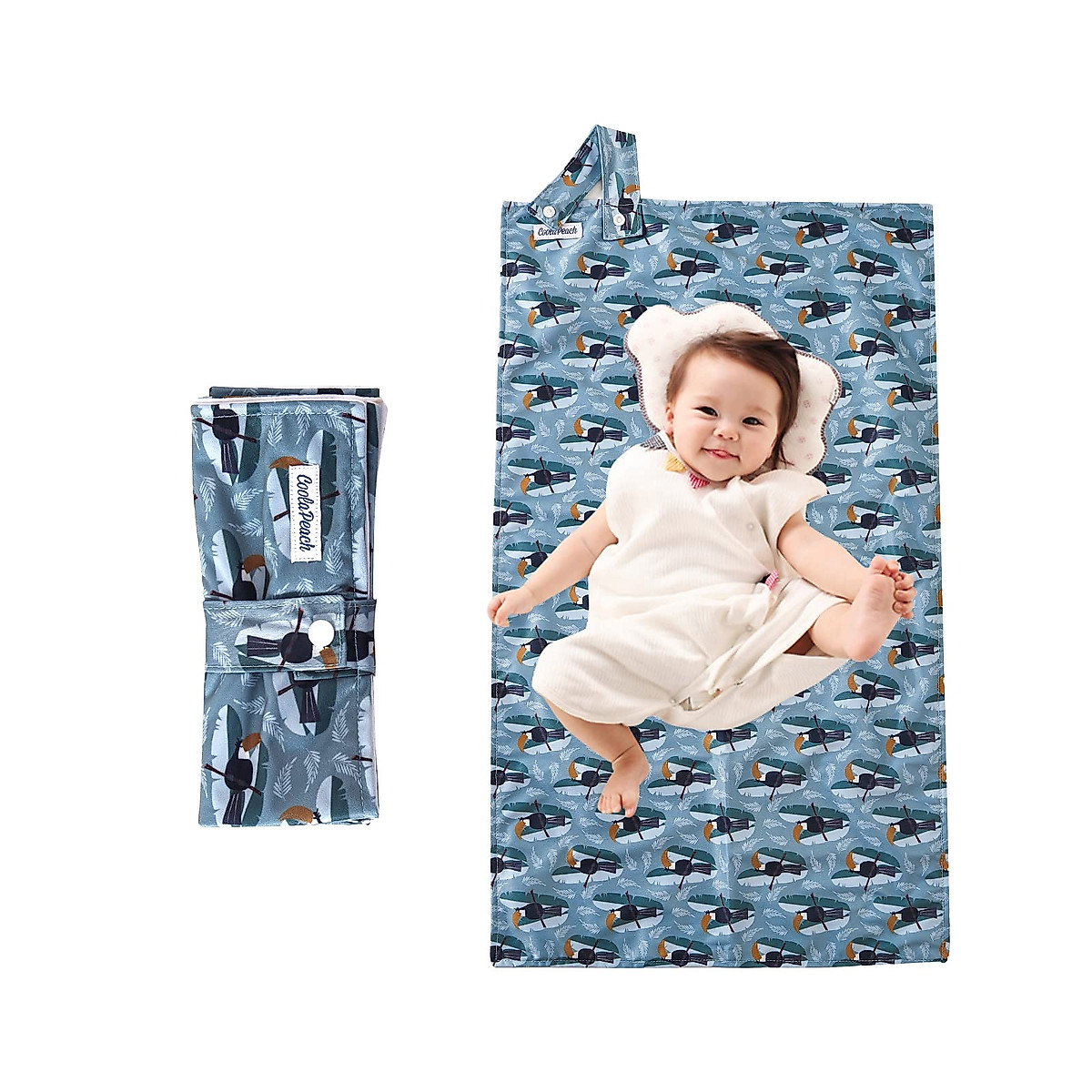 Baby Diaper Changing Pad Wipeable Portable Changing Pad, Foldable Travel Changing Mat for Baby, Newborns Toddlers Shower Gifts 2Pack（Star, 16"x27.6")