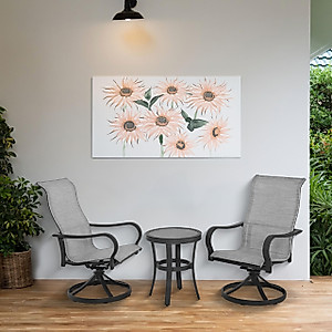 Four Seasons Courtyard Palermo 3 Piece Aluminum Bistro Furniture Set with Swivel Rockers and Drop in Tile Table for Outdoor Backyard Lawns and Patios