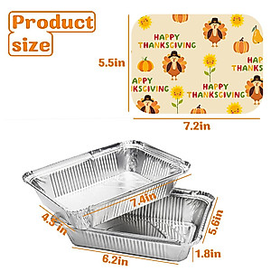 42PCS Thanksgiving Leftover Containers, Thanksgiving Tin Foil Containers with Lids Turkey Aluminum Disposable Food Storage Pans for Fall Party Leftovers, Holiday Treats, Thanksgiving Party Favors