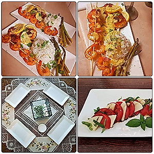 Foraineam 4 Pack Porcelain Serving Platters 10-1/4 x 5 inch Rectangular Serving Trays, Dessert, Appetizer, Salad Side Plates