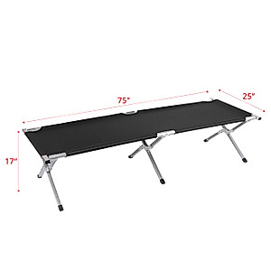 75" Portable Folding Camping Bed & Cot - 260 lbs. Capacity By Trademark Innovations (Black)