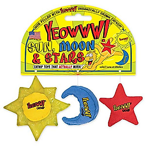 Yeowww! Catnip Cat Toy for Indoor and Outdoor Cats -Premium Quality Strong Catnip Toys for Cats (1x Crinkle Catnip Toy Sun 1 x Moon 1x Star), Purple, 3 Count (Pack of 1) (Yeoww Sun Moon and Stars)