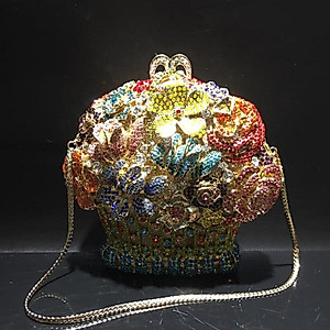 ZLXDP Basket Shape Diamond Lady Clutch Purses and Handbags for Women Hollow Out Evening Party Dinner Bag