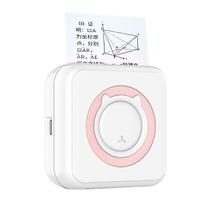TZH C15 Inkless Mini Pocket Printer, iPhone Mobile Phone Mini Photo Portable Bluetooth Printer, Support iOSAndroid Smart Phone, with 3 Rolls of White Thermal Paper (Pink)