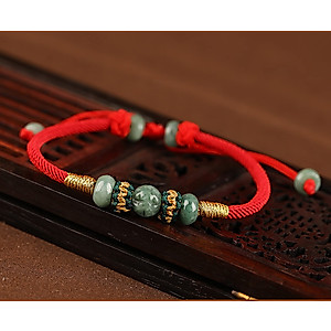 Xgimas Beads Bracelet for Women Men, Adjustable Hand-Woven Cord Lucky Jade Beaded Friendship Protection Red String Bracelets for Friends Gifts