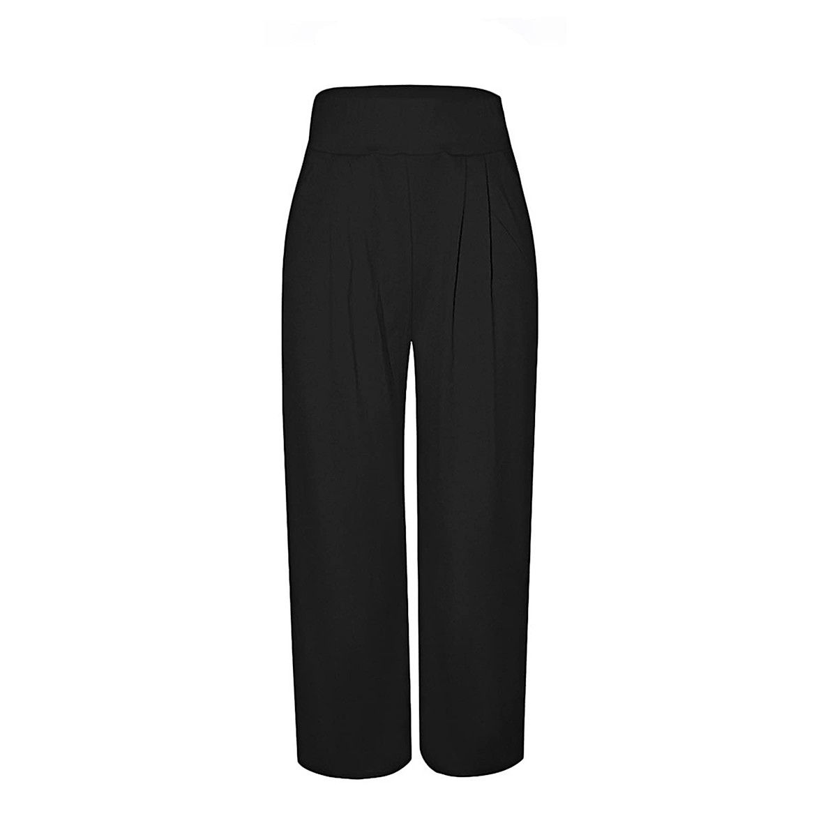 MHGFELKY Women's Palazzo Long Pants High Waist Wide Leg Stretchy Loose Fit Casual Trousers with Pocket Black