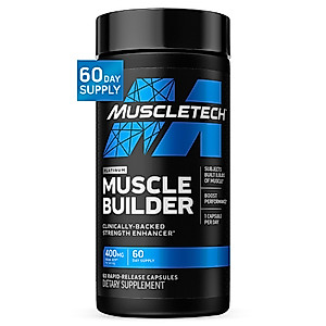 Muscletech Nitric Oxide Supplements for Men & Women, Muscle Builder (60 Capsules) - Nitric Oxide Booster Supplement Supports Muscle Gain & Performance - 400mg Peak ATP for Enhanced Strength