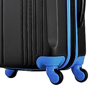 Olympia USA Apache II 22 Inch Expandable Rolling Carry On Lightweight Hardside Double 4 Wheel Spinner Luggage Suitcase with Locking System and Hidden Laptop Compartment, Black/Blue