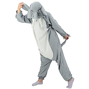 vavalad Adult Elephant Onesie Costumes One Piece Pajamas Animal Cosplay Homewear Sleepwear for Women Men