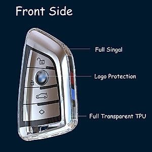 IUIU for BMW Key Fob Cover Clear, Premium Soft Full Protection Fob Case Shell for BMW 1 2 3 5 6 Series, X1 X2 X3 X5 X6 X7