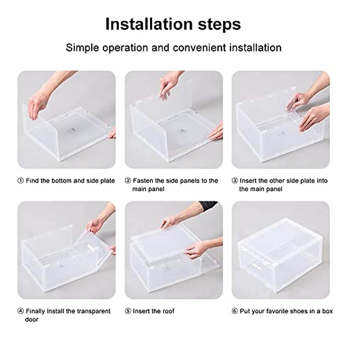 Shoe Boxes Clear Plastic - Stackable Sneaker Shoe Container Drop-front Shoe Display Case for Closets, Entryway Shoe Rack, Clothing Rack, Bed, Easy Assembly (3PCS) (White)