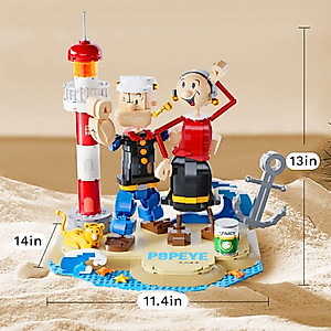 BRICKKK PANTASY Popeye & Olive Buildable Characters Building Bricks Set, Collectible Building Kit for Adults Building Bricks Toys, Idea Building Blocks Birthday Gift for Teens