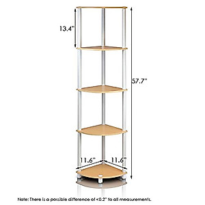 Furinno Turn-N-Tube 5 Tier Corner Shelf, Black/Grey & (99557BK/GY) Turn-N-Tube 4-Tier Multipurpose Shelf Display Rack - Black/Grey