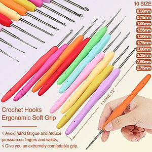 Coopay Crochet Kit Beginners Lace Crochet Hook Set with 20 Color Crochet Thread, 71PCS Crochet Set with Tiny Crochet Hooks Ergonomic Soft Grip, Travel Crochet Hook Case Full Knitting Crochet Supplies