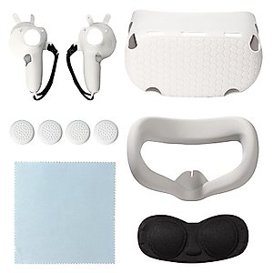 BWWNBY Soft Silicone Game VR Accessories Facial Pad Protective Cover Set VR Headset Cover Fit for Oculus Quest 2(Grey)