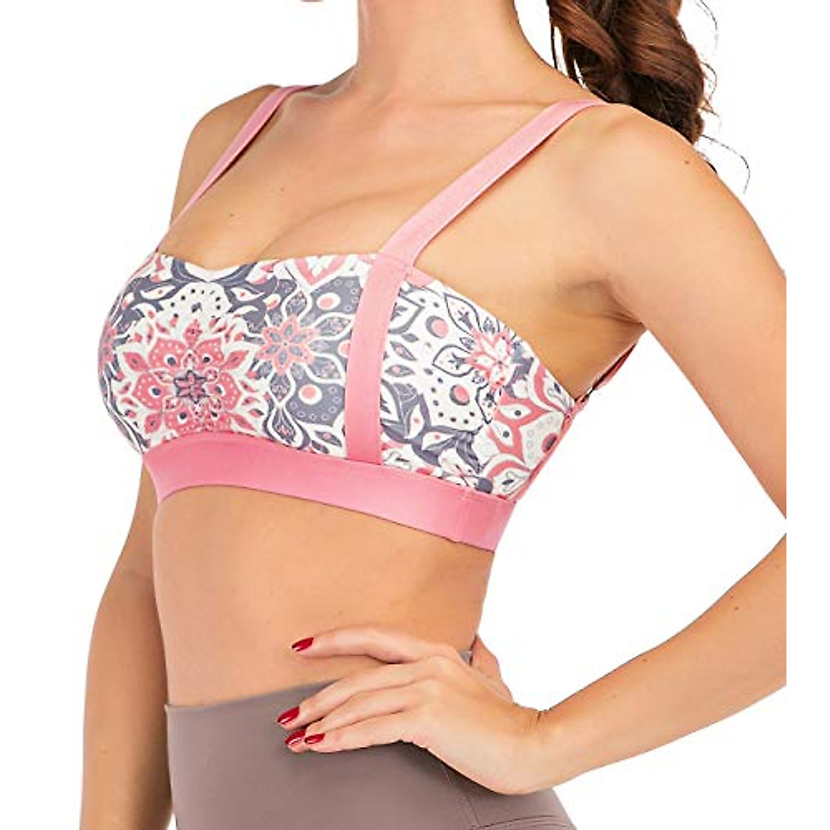 Chisportate Women's Sports Bra Medium Impact Padded Bra Comfort Yoga Bra Workout Tops for Running Gym Activewear