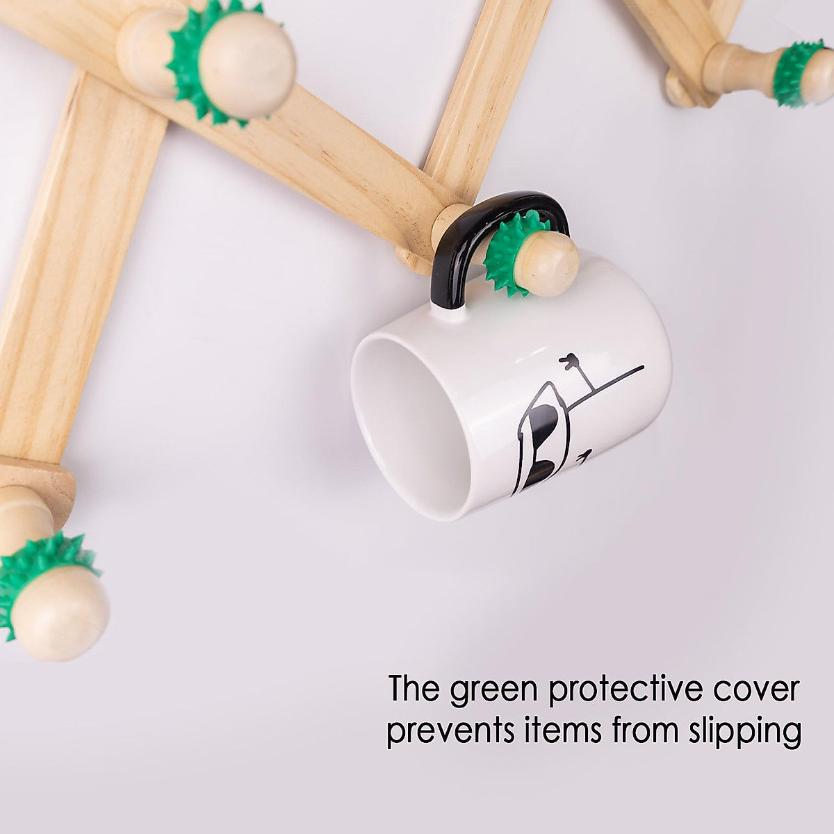 Wooden Expandable Accordion Wall Hanger,2 Pack Including 20 Peg Hooks,Perfectly Hook for Coats, Mugs,Coffee, Coat,Keys, Hat Rack,X Shap,Make Living Room Decorative and Neat,Rustic Style (White)