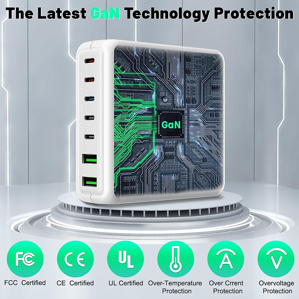 USB C Charger, 260W 7-Port Desktop USB C Charging Station, 2x65W Ports USB C Laptop Charger Compatible with MacBook Pro/Air, iPad Series,iPhone 14/13/Mini/Pro/13Pro Max/12 Samsung Galaxy, White