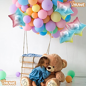 Rainbow Star Balloons 18 Inch, 10 Pcs Gradient Star Shaped Mylar Helium Foil Metallic Balloon for Birthday Party Decorations Baby Shower Wedding Anniversary Backdrop Party Supplies