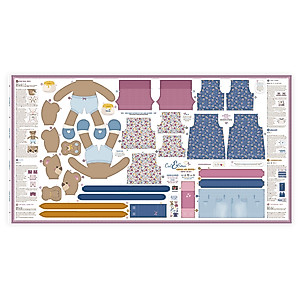 kullaloo Doll Sewing Panel for Intermediate Skills ✦ with Video Instructions ✦ Cut & Sew Fabric Panel Doll with Clothes: Dress Me Bestie Betsy Bear