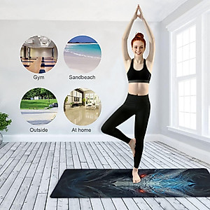 GOODOLD Black Dragon Head Yoga Mat, 71 x 26 Inch Non-slip Yoga Mats Folding Travel Exercise Mat Indoor Outdoor Gym Pilates with Storage Bag for Women Men