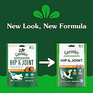 Greenies Supplements Hip and Joint Supplements for Dogs, Chicken Flavor, 30 Count Soft Chews Dog Joint Supplements, 6.08 oz.