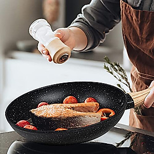 MICHELANGELO Frying Pan Set, Frying Pans Nonstick, Non Stick Frying Pan Set with Bakelite Handle, Nonstick Pans Set, Stone Skillets 2 Piece, frying pan set with lids, 8"+10" Stone Frying Pans