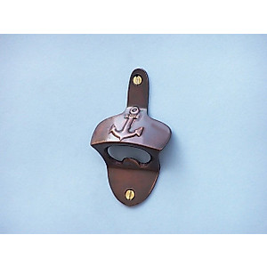 Hampton Nautical MC-2101AC Antique Copper Wall Mounted Anchor Bottle Opener 3" Nautical Home Decoration