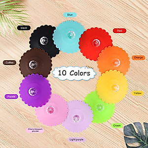 BOSMIOW 10pcs Silicone Cup Lid,Camping Colorful Anti-Dust Silicone Mug Cover,Flexible Silicone Outdoor Drink Cover,Diamond Dust Cup Cover for Mugs,Cups,Tea Pots,10 Colors