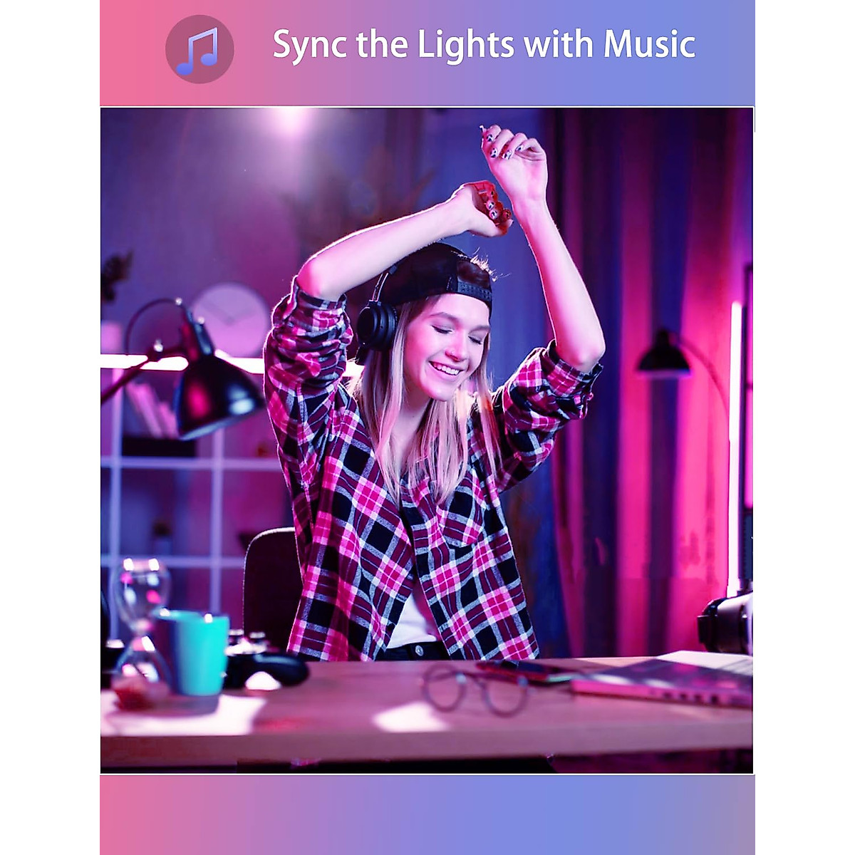 YIZCO Color Changing Led Light Bulb 9W 60W Equivalent A19 Bluetooth Light Bulbs Dimmable RGB Home Lighting 2 Pack (Don't Support WiFi/Alexa)