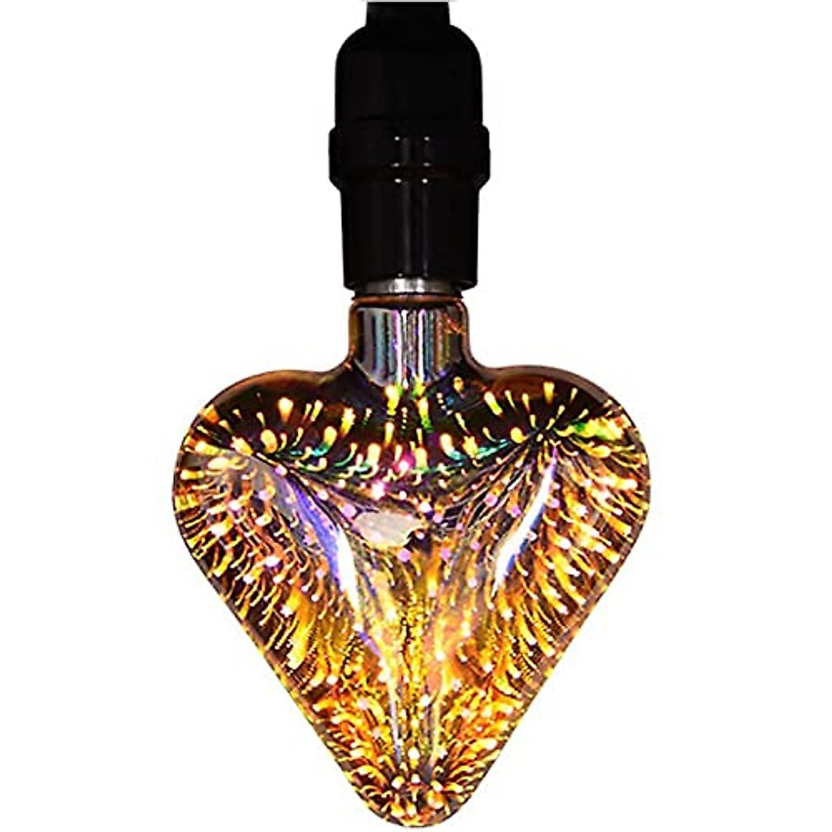 AMZSTAR 3D Firework Bulb Starry Light Bulb E27 AC 85-220V 4.5W Heart Bulb Warm White Light for Valentine's Day Decoration Bar Glass LED Lamp (Love Shape)