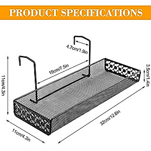 OBANGONG 2 PCS Iron Hanging Railing Planter Shelf Basket with Hooks,Balcony Plant Pot Shelf Holder Fence Flower Stand Basket for Patio Porch Fence and Balcony Decorate