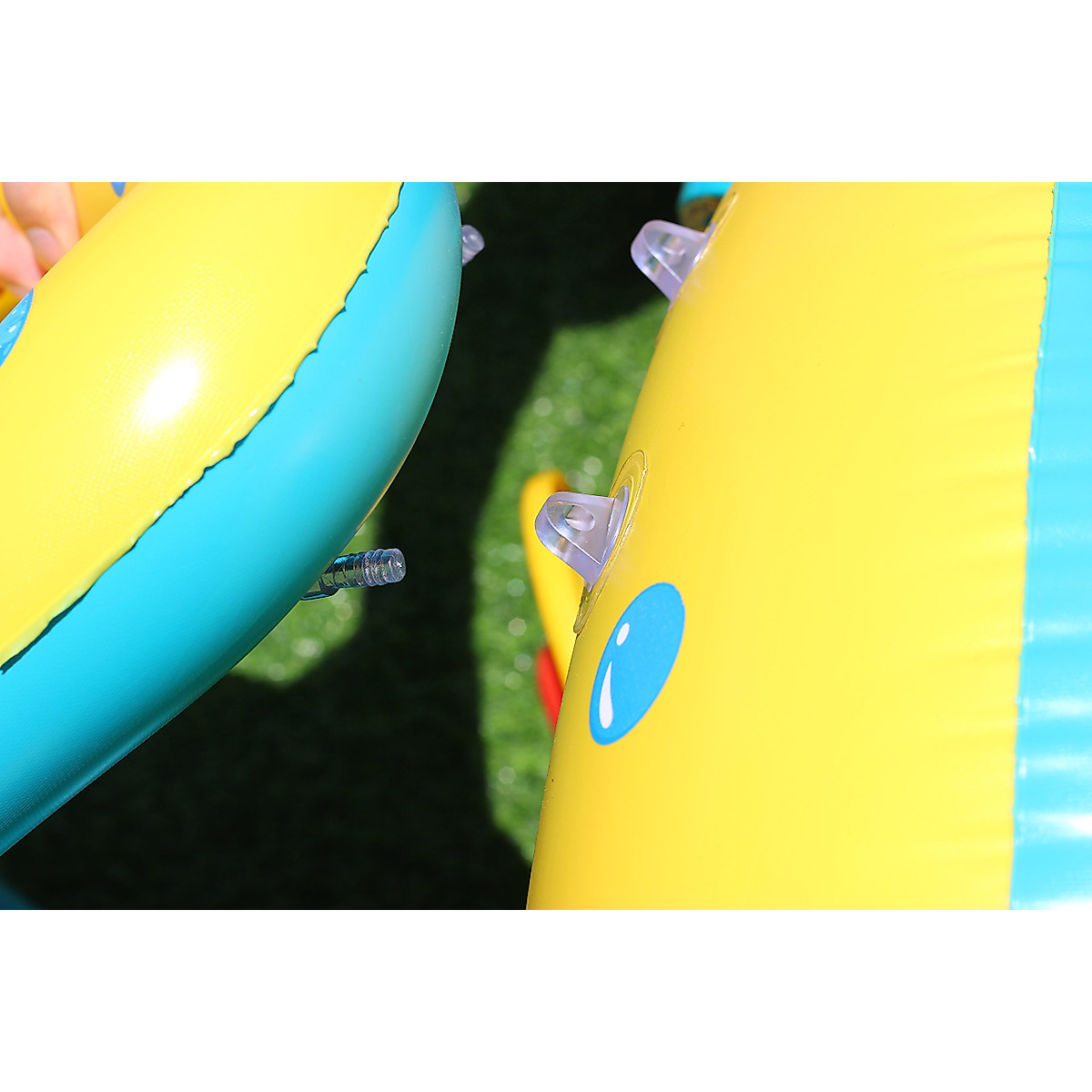 Inflatable Baby Swimming Pool Floats with Removable Sun Protection Canopy, Toddler Floaties with Seat and Handle, No Flip Over Baby Boat Swim Floats for Age of 6-36 months, with Hand Pump, Storage Bag