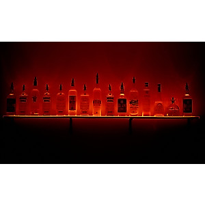 Armana Productions Liquor Bottle Shelves 60", Wall Mount LED Lighted Bottle Shelf, 5' Liquor Bottle Shelves, Wall Mounted Wine Shelf