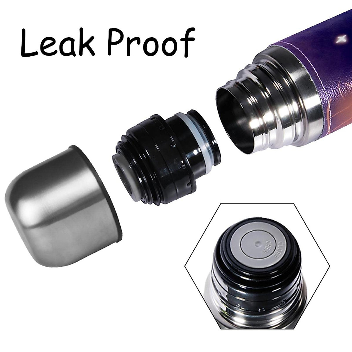 Stainless Steel Leather Vacuum Insulated Mug Jellyfish Thermos Water Bottle for Hot and Cold Drinks Kids Adults 16 Oz